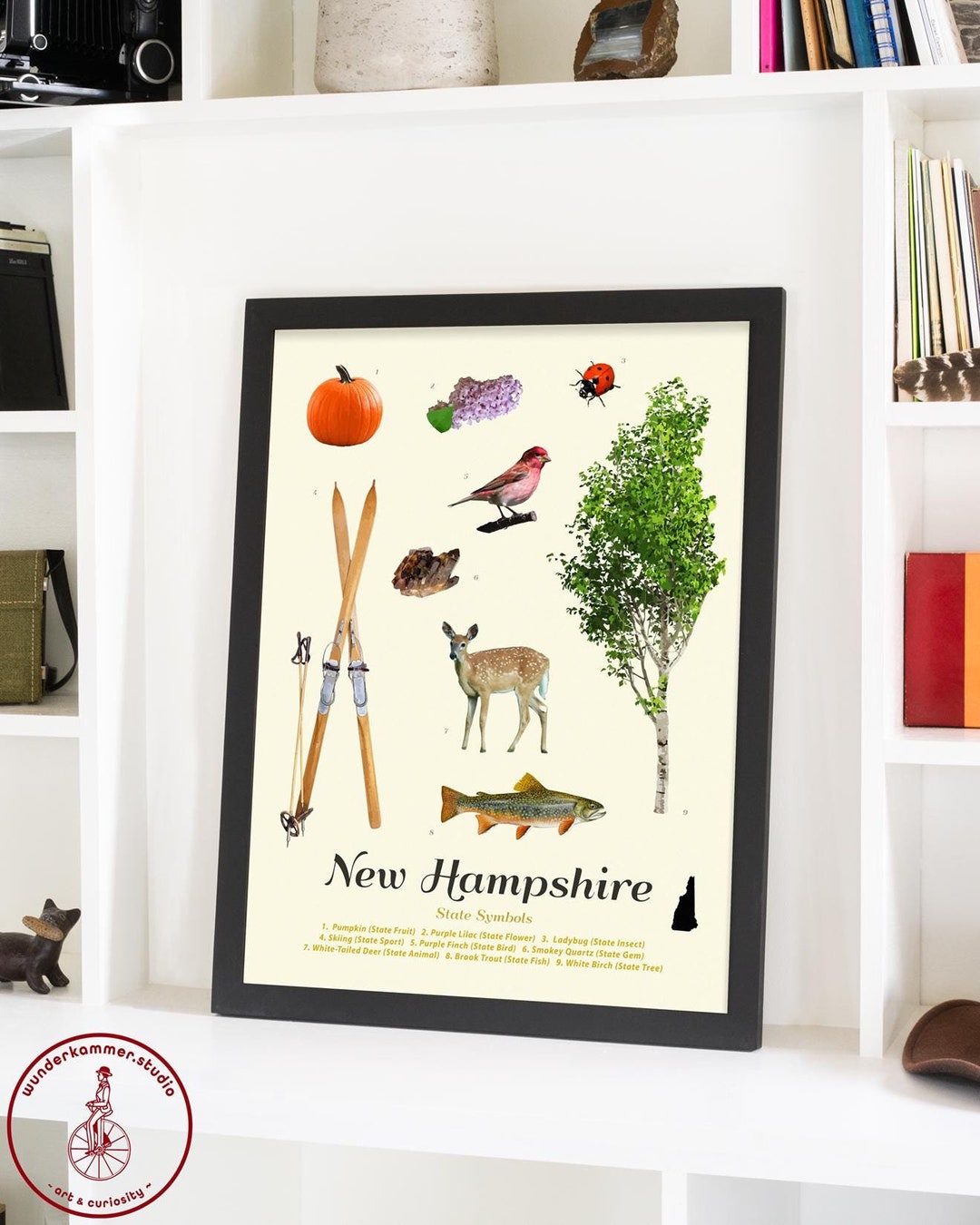 New Hampshire State Symbols Art Print: Home Decor Artwork - Etsy