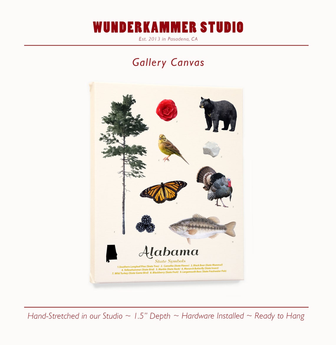 Alabama State Symbols Typology Poster Alabama Wall Art - Etsy