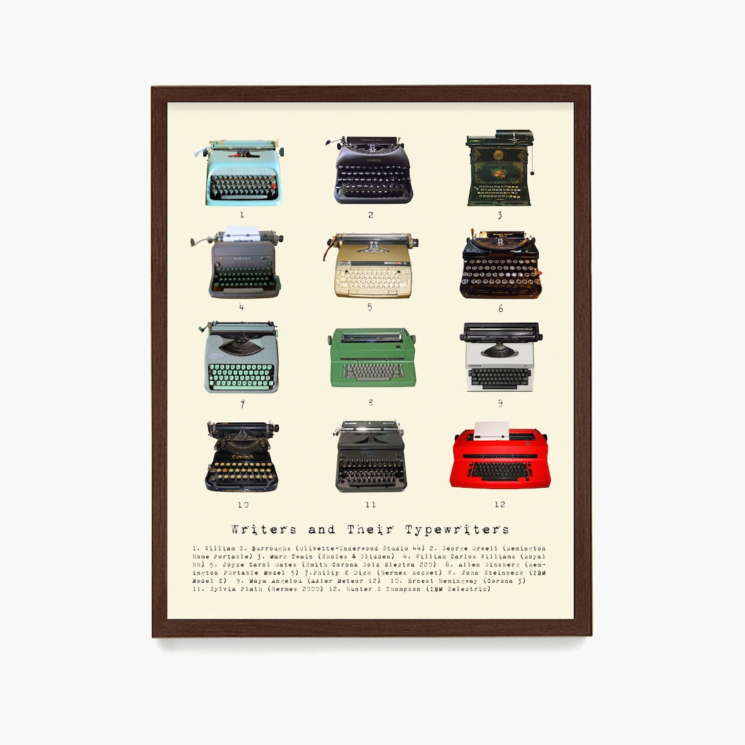 Writers and Their Typewriters Poster, Literary Wall Art, History of ...