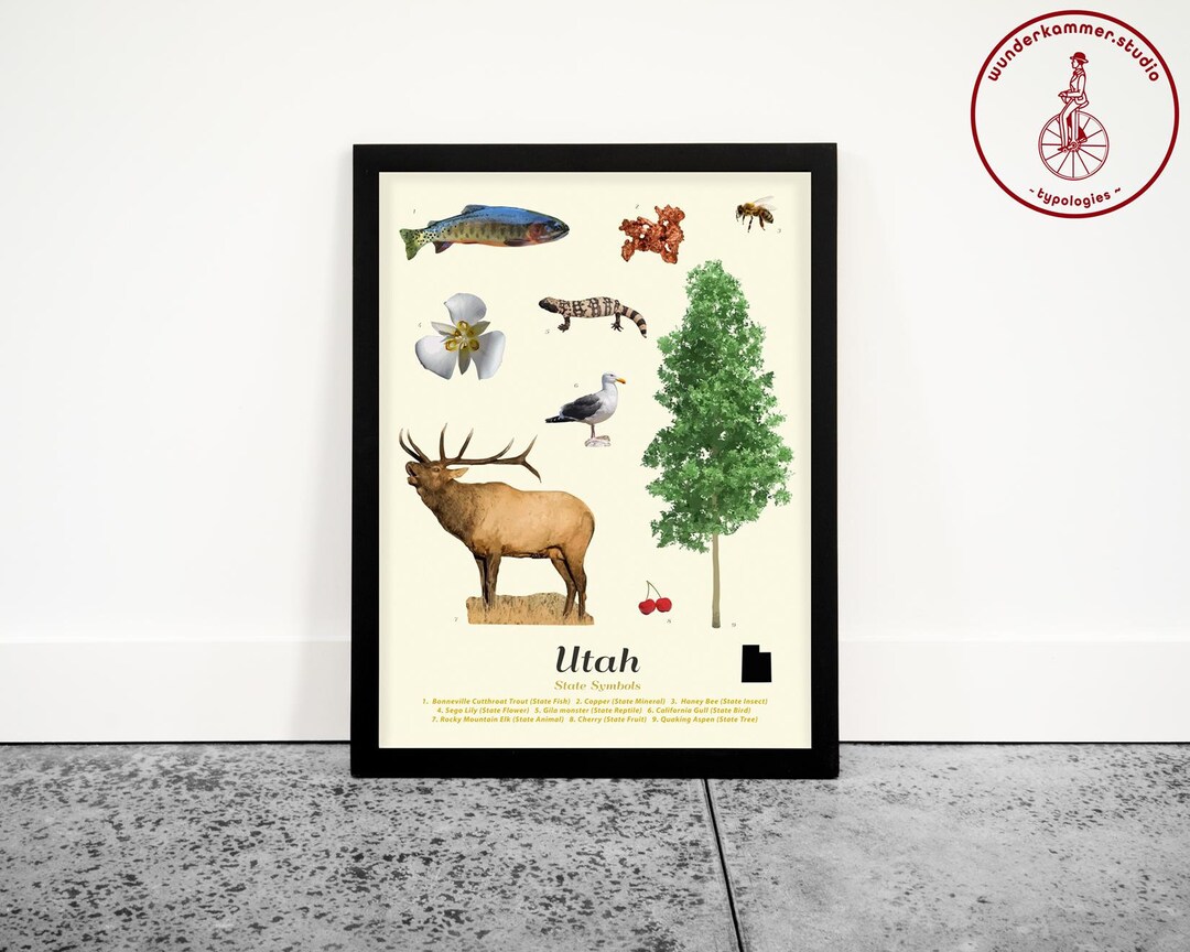 Utah State Symbols Art Print: Ecology & Heritage Typology - Etsy