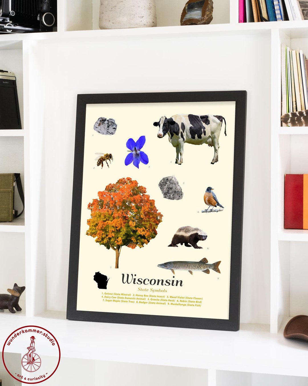 Wisconsin State Symbols Art Print: Typology Poster - Etsy