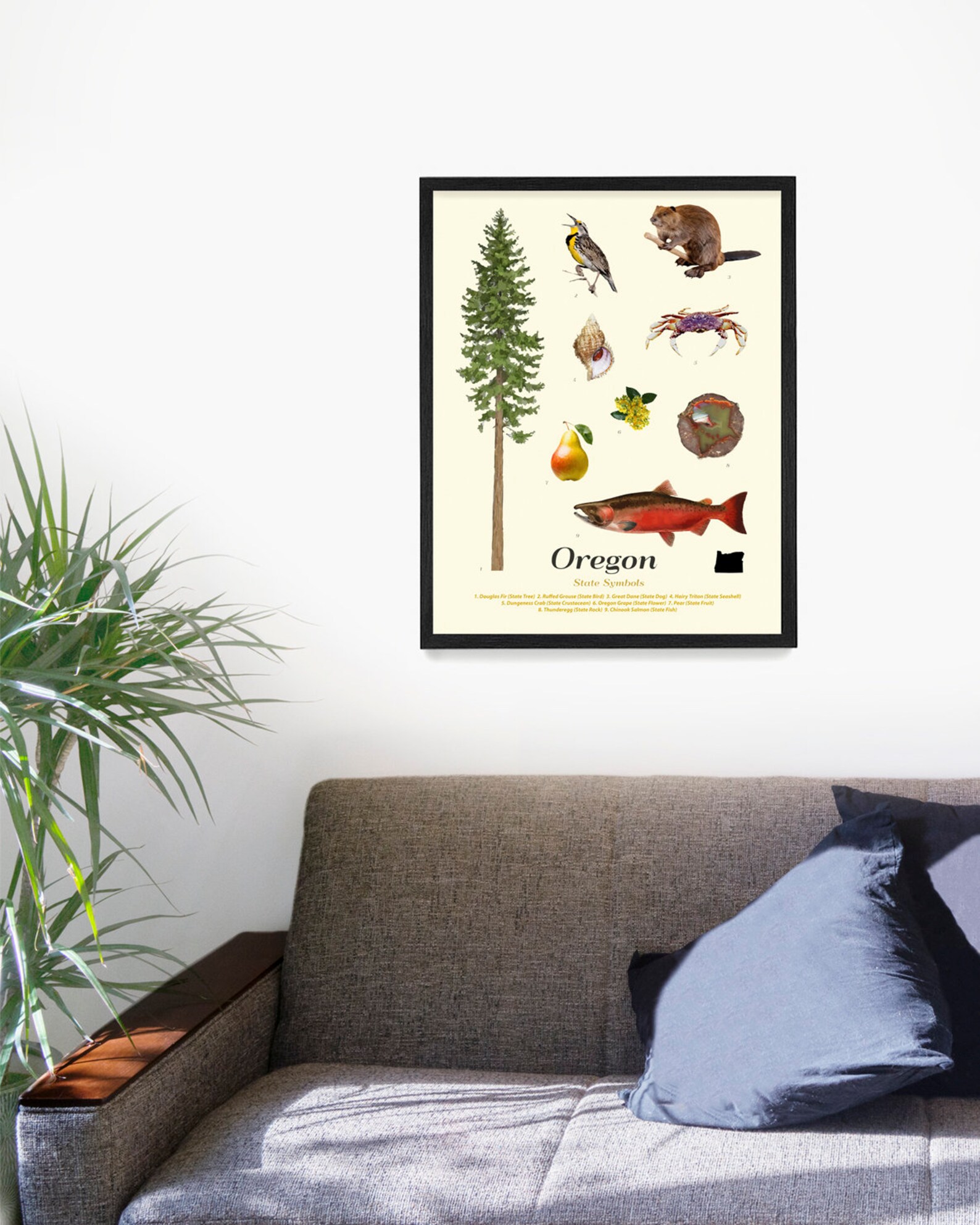 Oregon State Symbols Art Print: Pacific Northwest Home Decor - Etsy