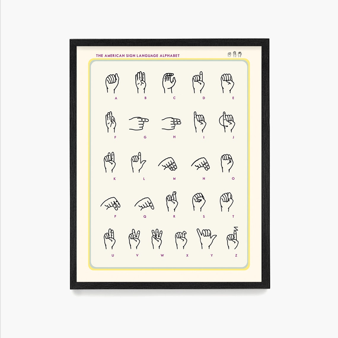 American Sign Language Alphabet Poster Sign Language Wall - Etsy