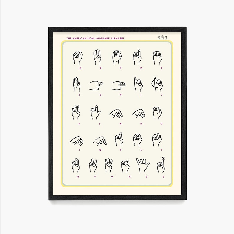 American Sign Language Alphabet Poster Sign Language Wall - Etsy