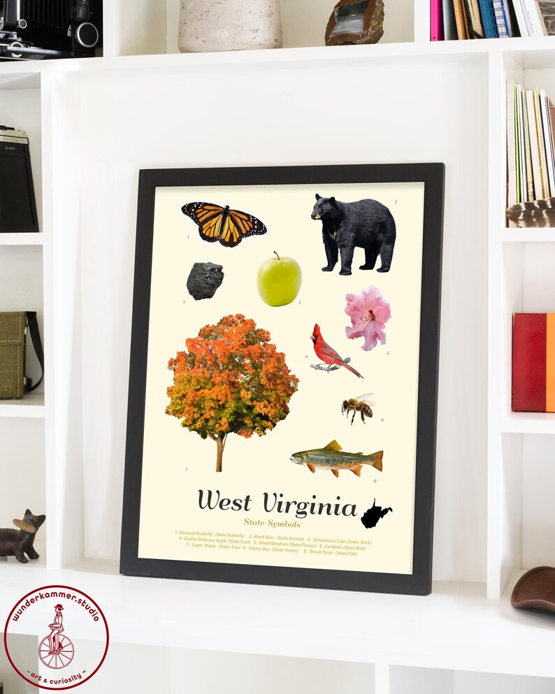 West Virginia State Symbols Art Print: WV Home Decor - Etsy