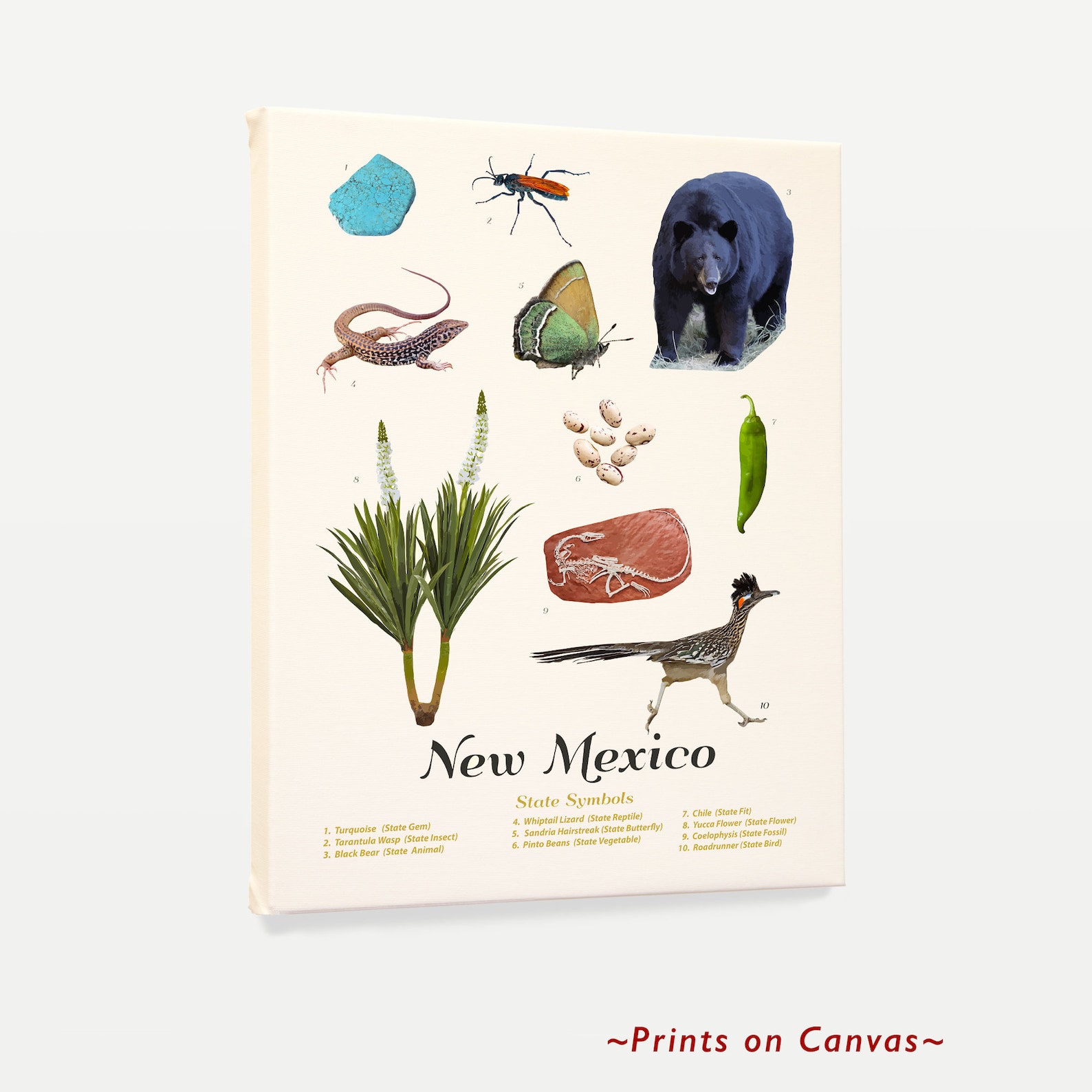 New Mexico State Symbols Art Print: Typology Poster - Etsy