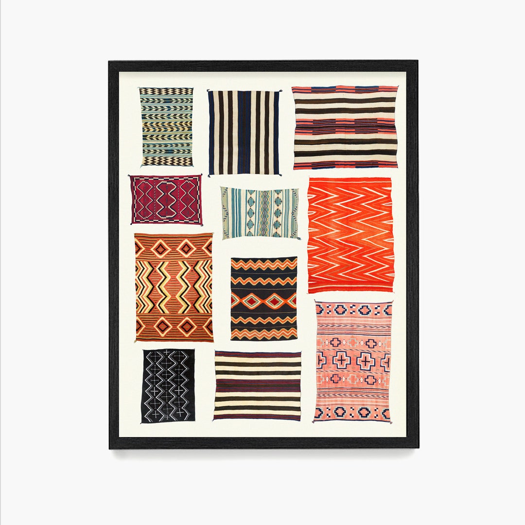 Navajo Rug Typology Poster, Native American Wall Art, Native American ...
