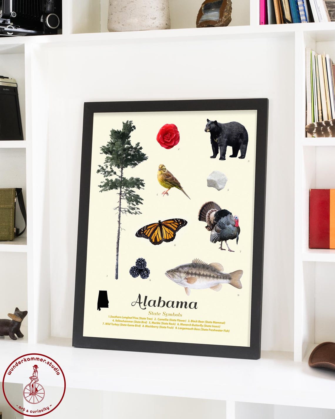 Alabama State Symbols Art Print: Yellowhammer, Blackberry, Camellia - Etsy