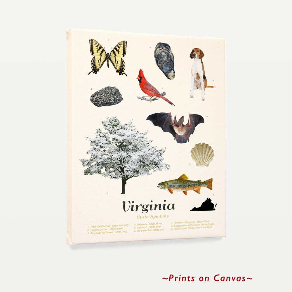 Virginia State Symbols Art Print: Typology Poster - Etsy