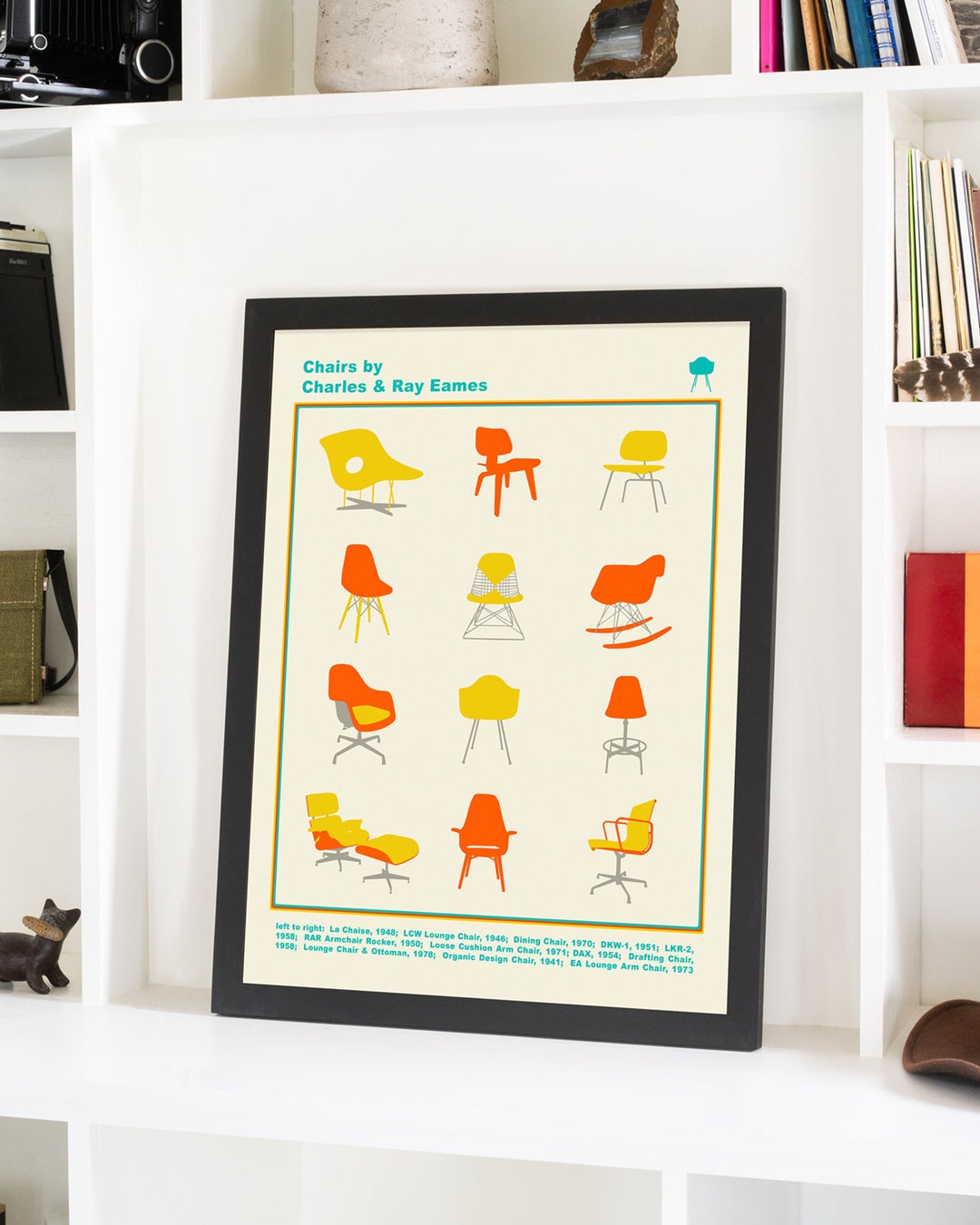 Mid Century Chair Typology Poster, Eames Chair Design, Eames Alphabet ...