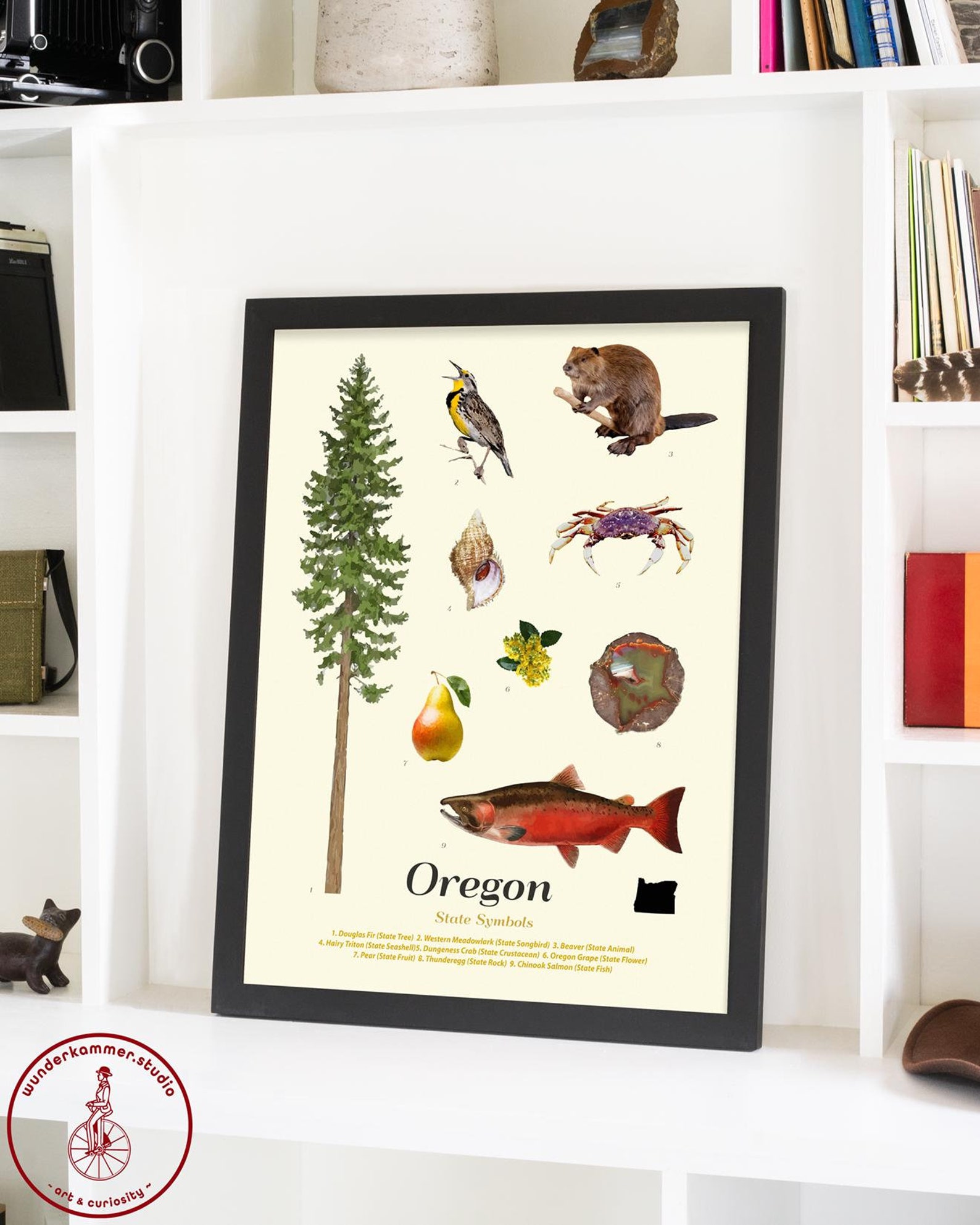Oregon State Symbols Art Print: Pacific Northwest Home Decor - Etsy