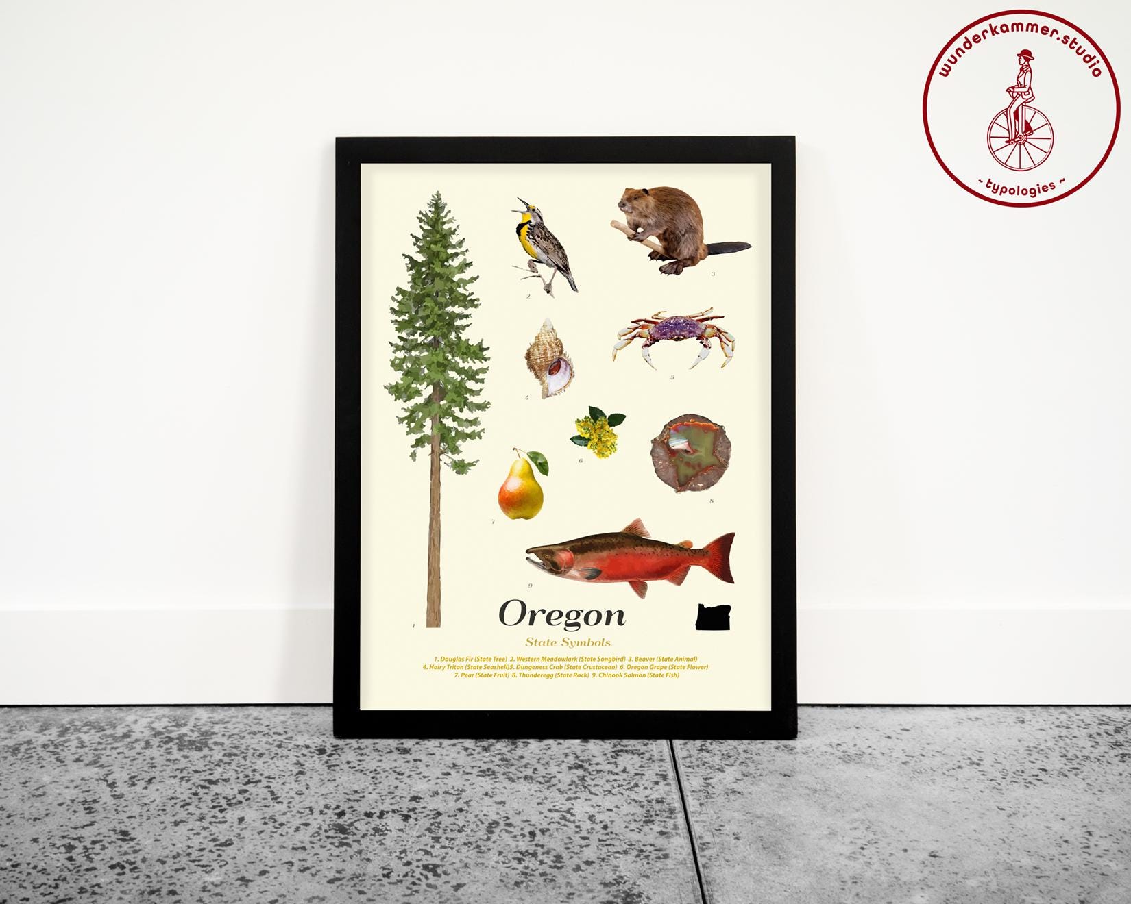 Oregon State Symbols Art Print: Pacific Northwest Home Decor - Etsy