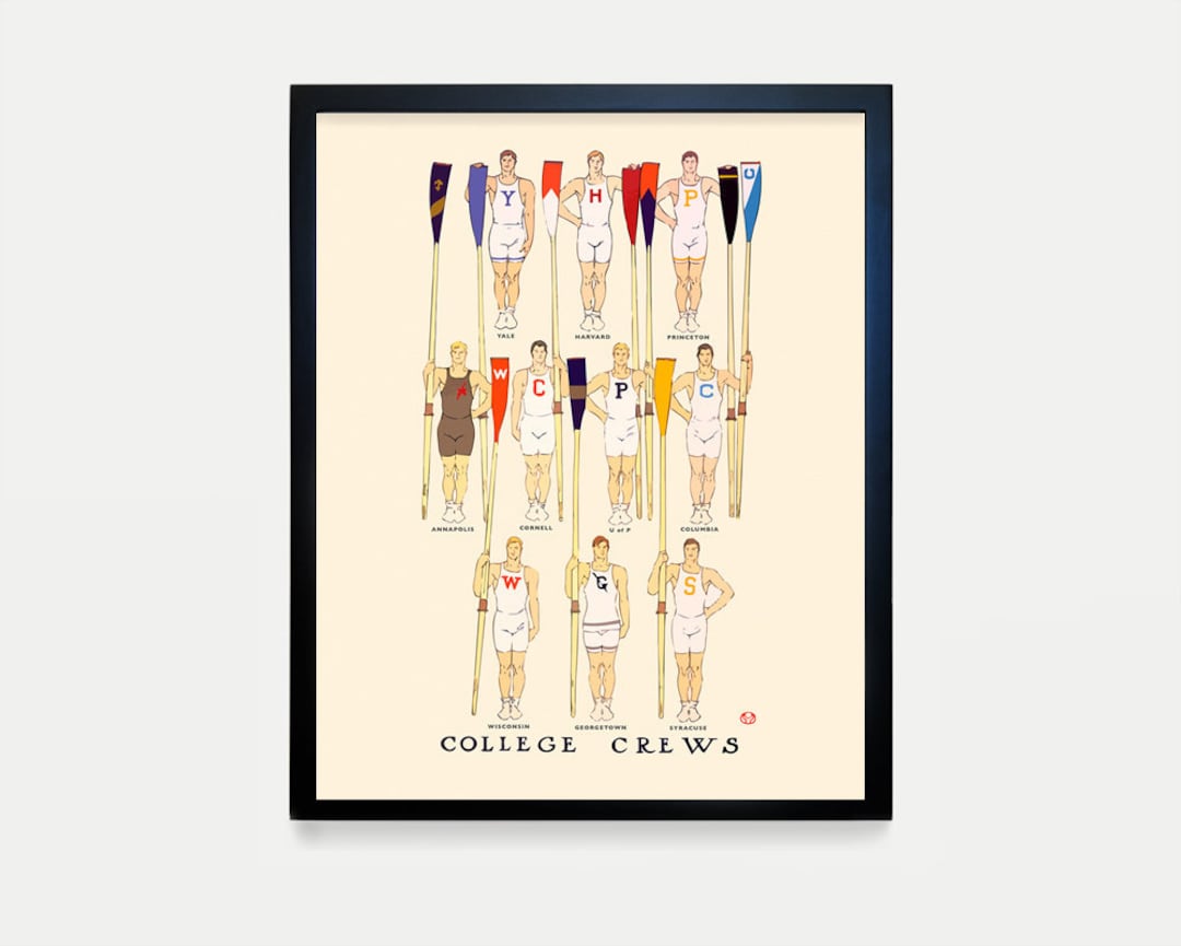 Ivy League Crew Poster, College Crew Art Print, Rowing Team Poster ...