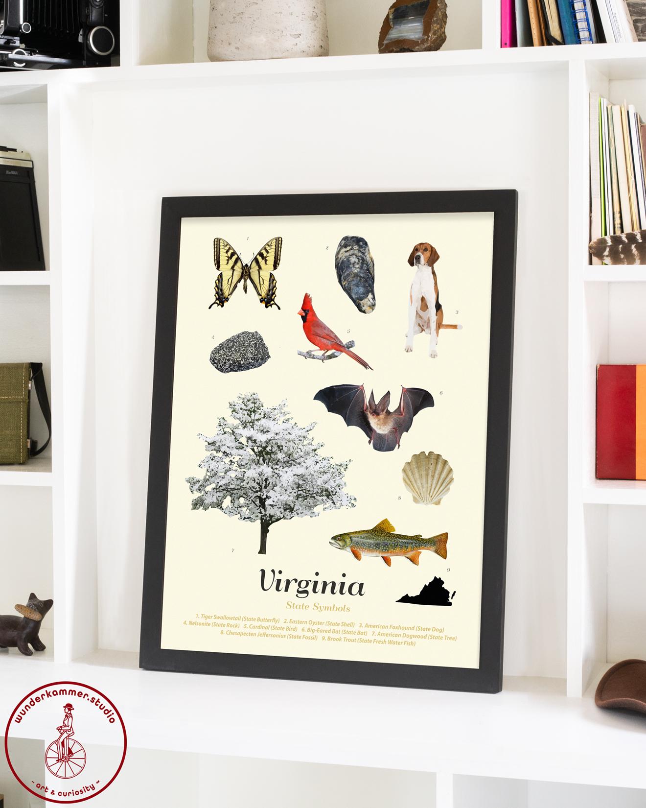 Virginia State Symbols Art Print: Typology Poster - Etsy