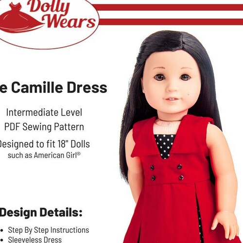 Camille Dress 18 Inch Doll Clothes Pattern Fits Dolls Such as | Etsy