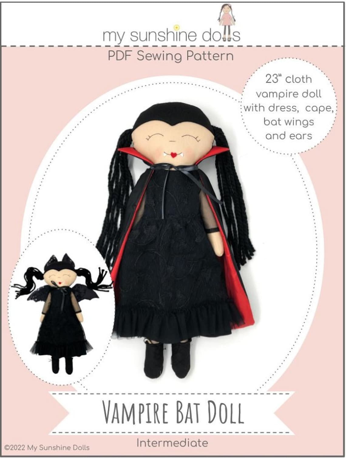 Vampire Bat 23 Inch Cloth Doll Sewing Pattern - My Sunshine Dolls - PDF ...