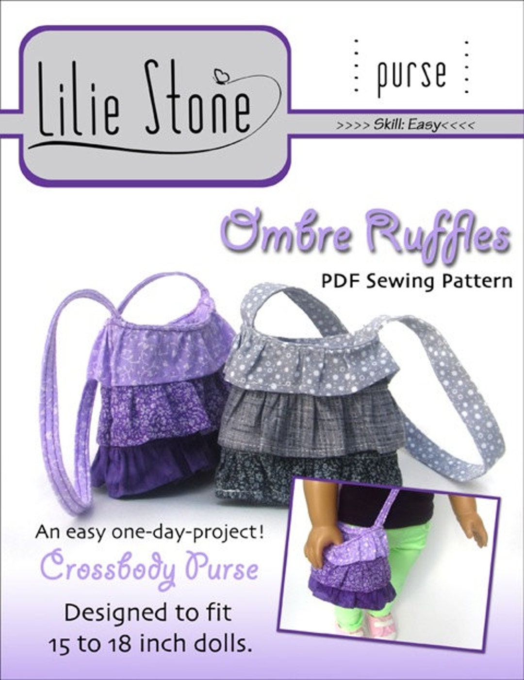 Ombre Ruffles Purse 15-18 Inch Doll Clothes Pattern - Lilie Stone - PDF ...