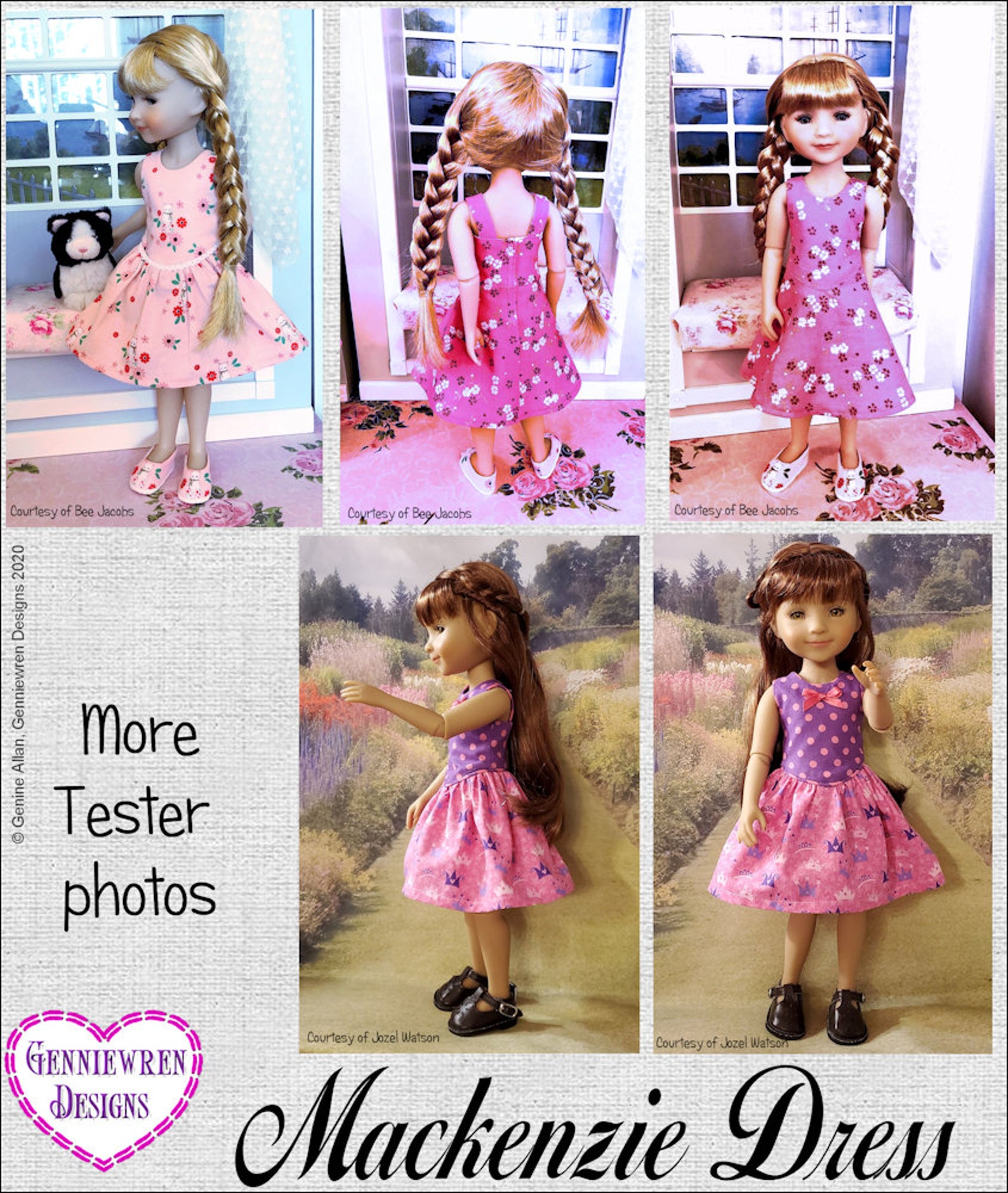 Mackenzie Dress 15 Inch Doll Clothes Pattern Fits Ruby Red Fashion ...