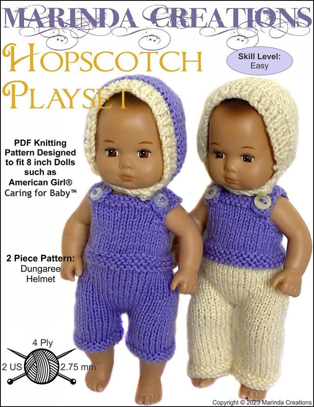 Hopscotch Playset 8" Baby Doll Clothes Knitting Pattern Fits Dolls Such ...