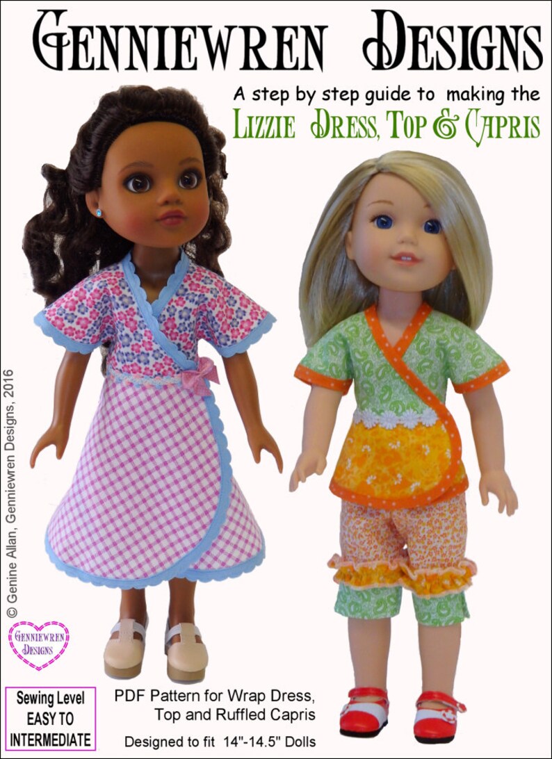 Lizzie Dress Top & Capris 14-14.5 Inch Doll Clothes Pattern - Etsy