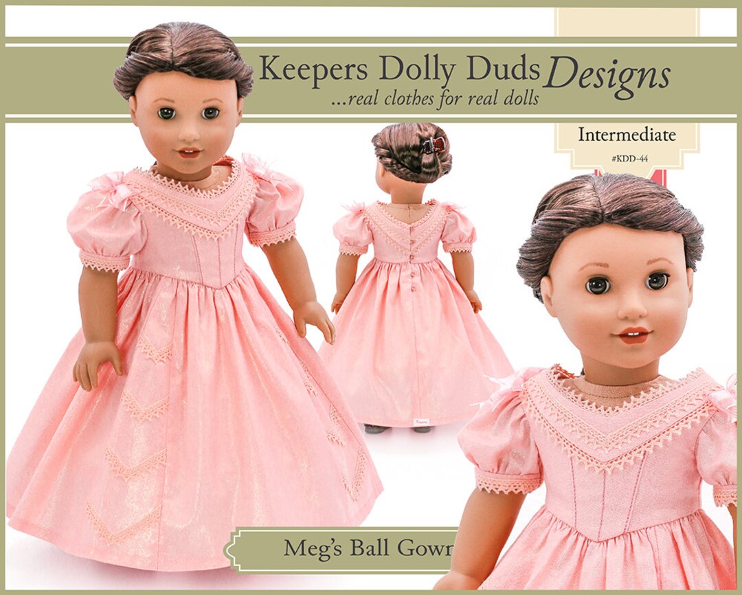 Megs Ball Gown 18 Inch Doll Clothes Pattern Fits Popular 18 Dolls