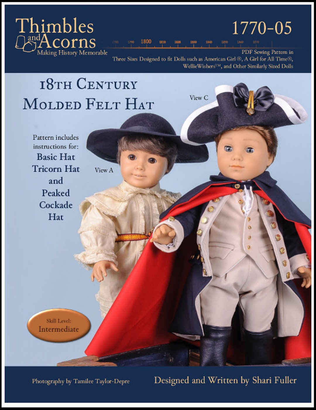 18th Century Molded Felt Hat Multi Sized Doll Clothes Pattern ...