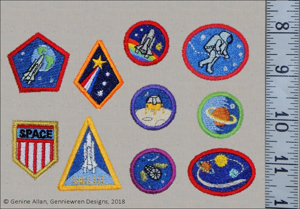 Mini Space Patches Set 2 Machine Embroidery Designs - Sized for Use ...