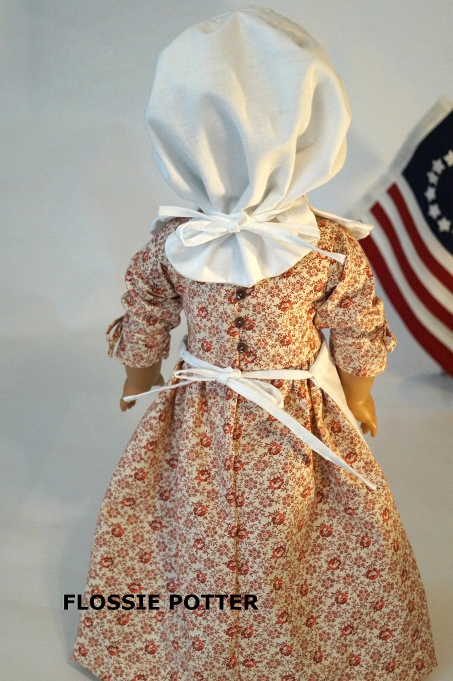 Betsy Ross Shop Apron & Cap 18 Inch Doll Clothes Pattern Fits Popular ...