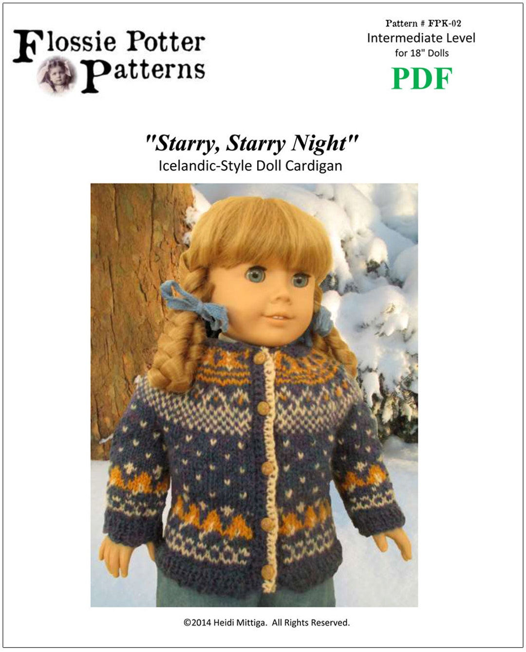 Starry Starry Night Cardigan 18 Inch Doll Clothes Knitting Pattern Fits ...