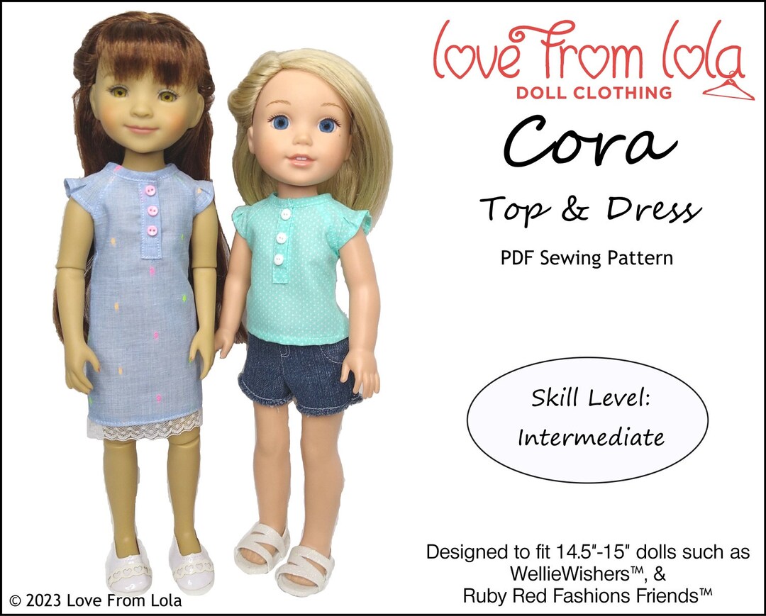 Cora Top and Dress 14.5-15 Inch Doll Clothes Pattern Instant Download ...