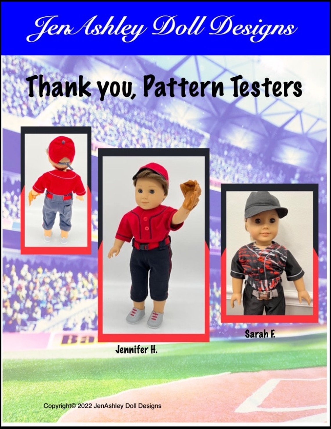 Pop Fly! Baseball Softball Uniform 18 Inch Doll Clothes Pattern Fits ...
