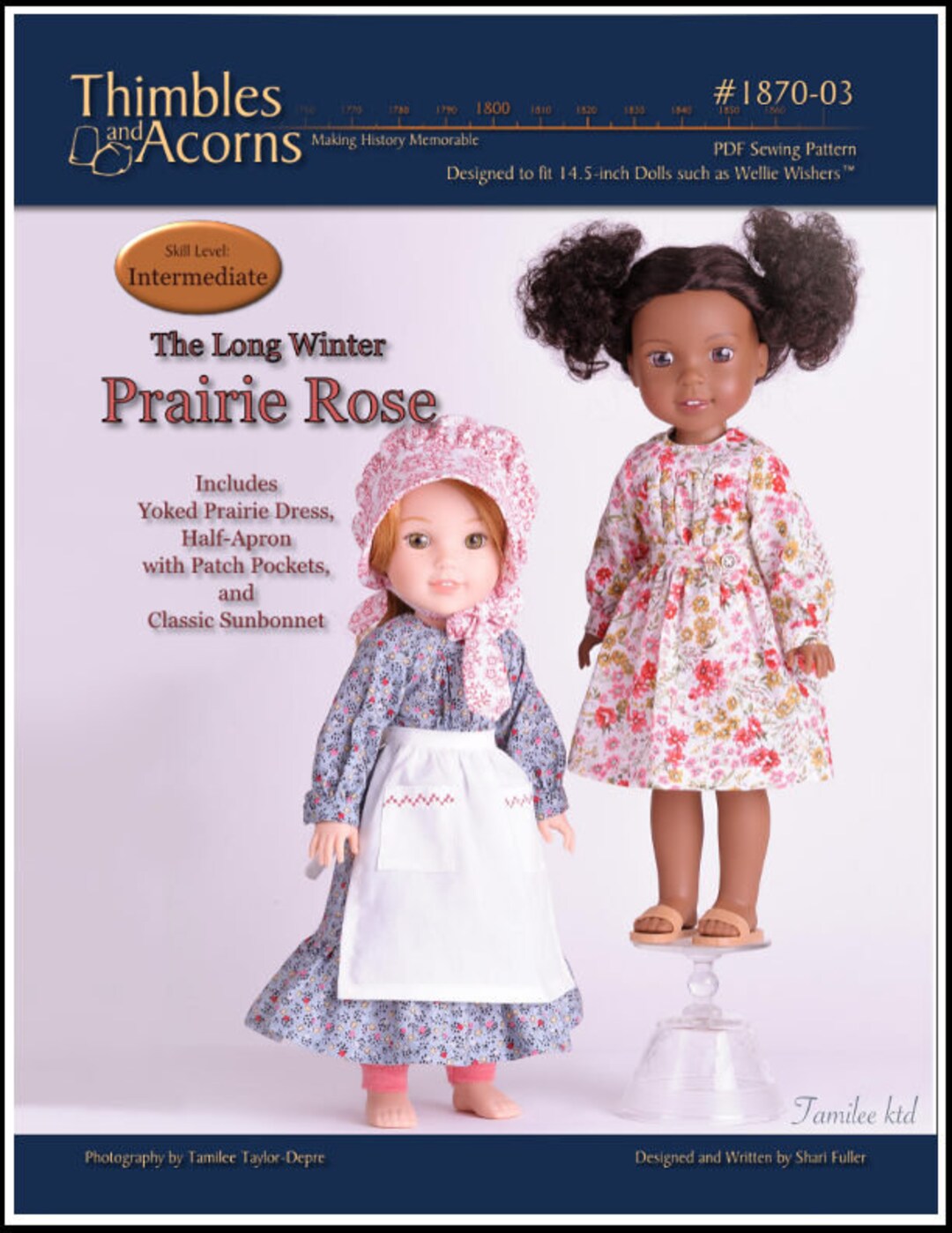 Prairie Rose 14.5 Inch Doll Clothes Pattern Instant Download - Thimbles ...
