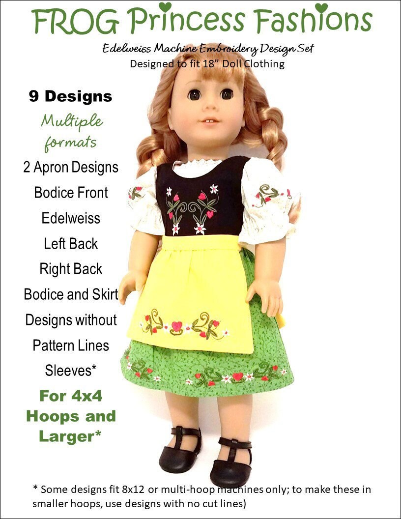 Edelweiss Machine Embroidery Design - Sized for Use With 18” Dolls Such ...