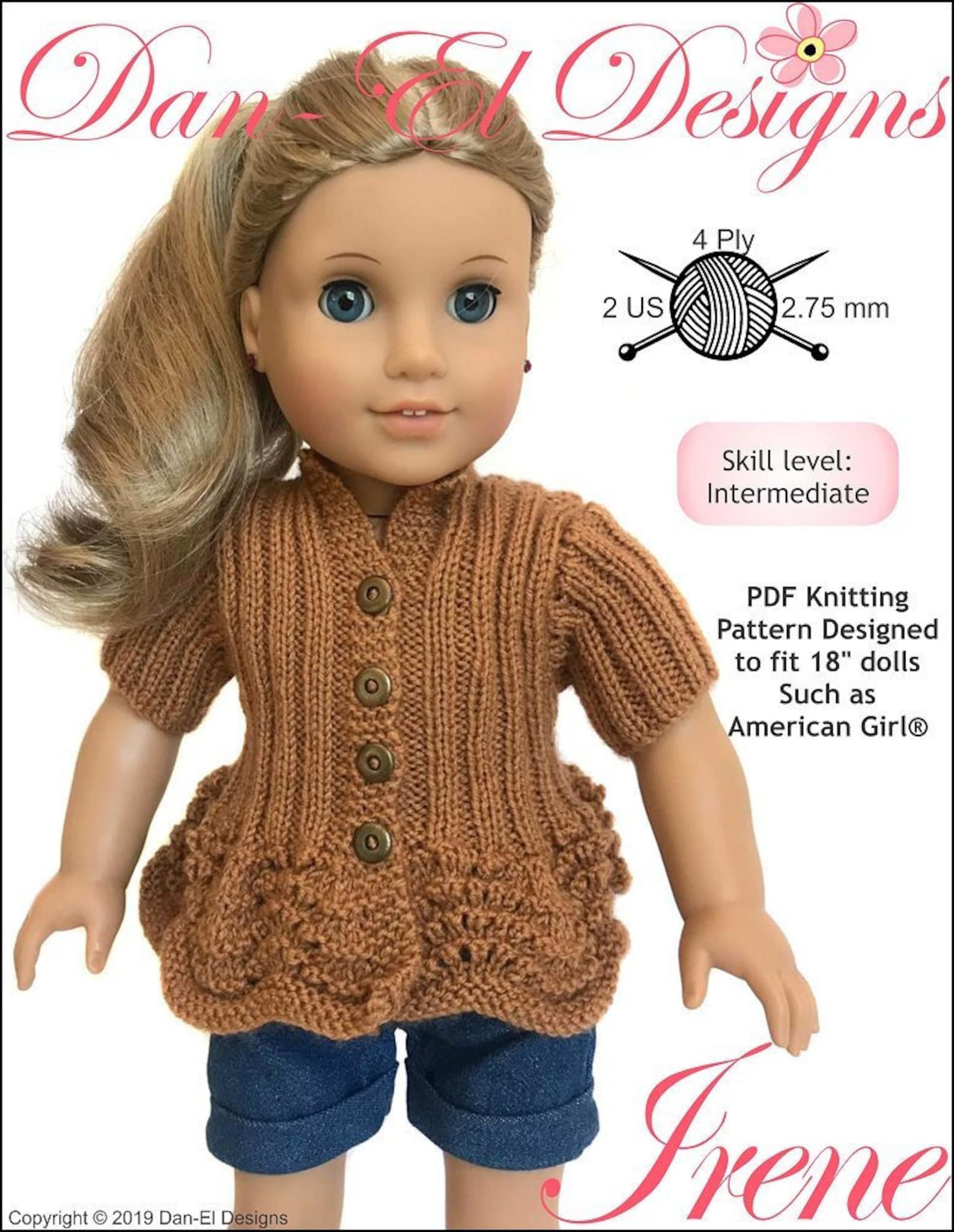 Irene Sweater 18 Inch Doll Clothes Knitting Pattern Fits Dolls - Etsy
