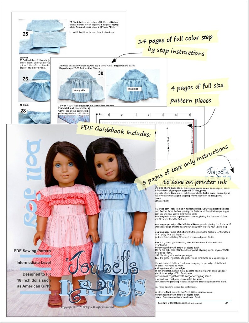 Joy Bells Dress 18 Inch Doll Clothes Pattern Fits Dolls Such as ...