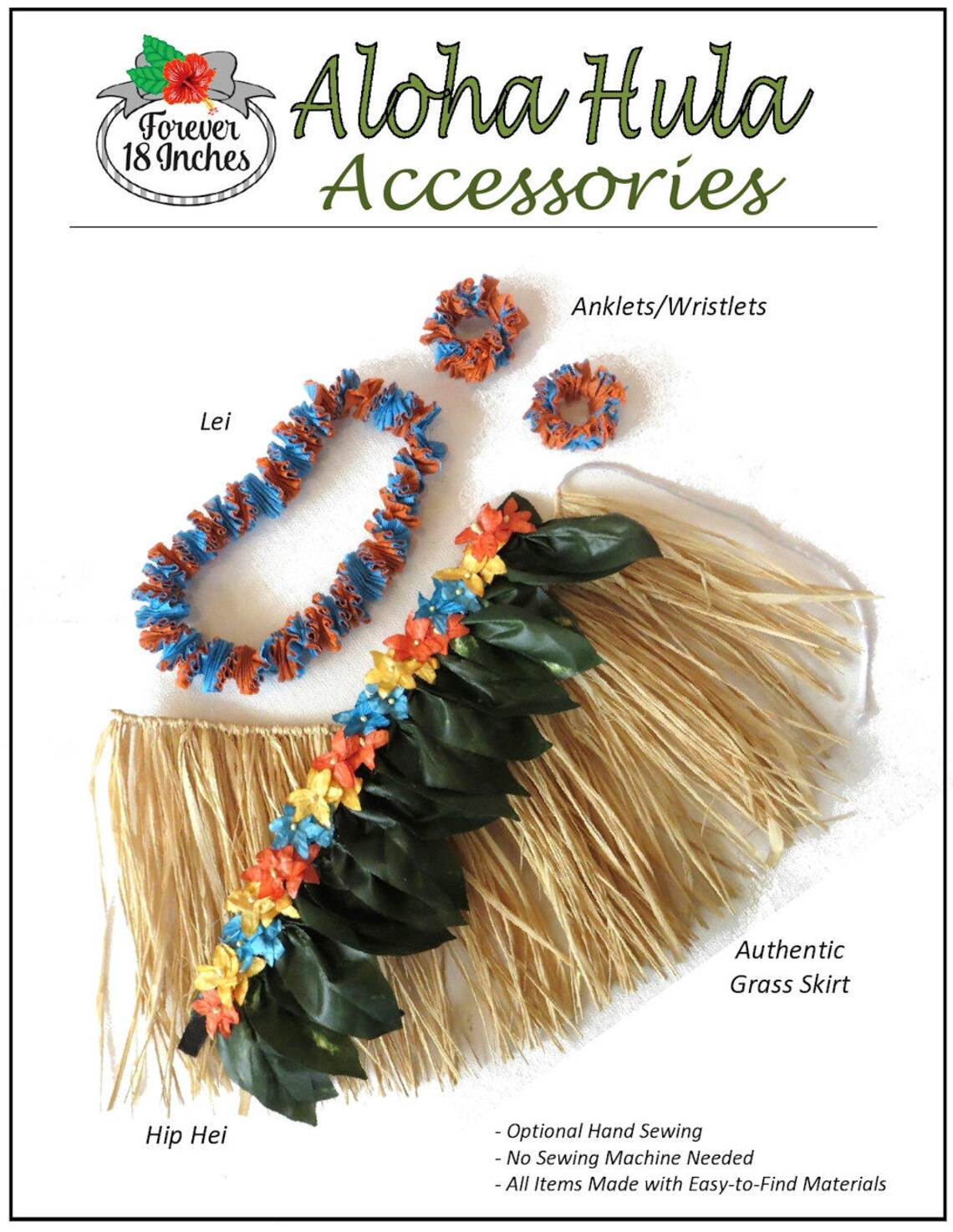 Aloha Hula Accessories 18 Inch Doll Clothes Pattern Fits Popular 18 ...