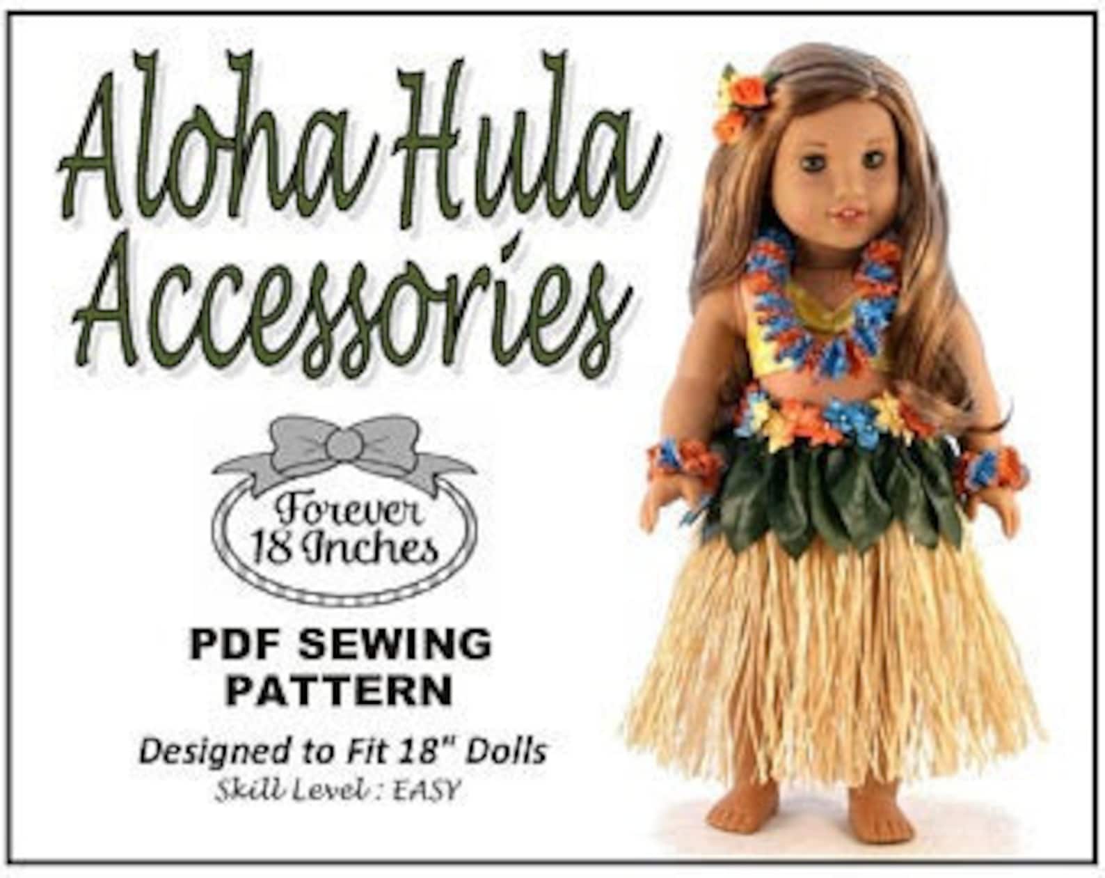 Aloha Hula Accessories 18 Inch Doll Clothes Pattern Fits Popular 18 ...