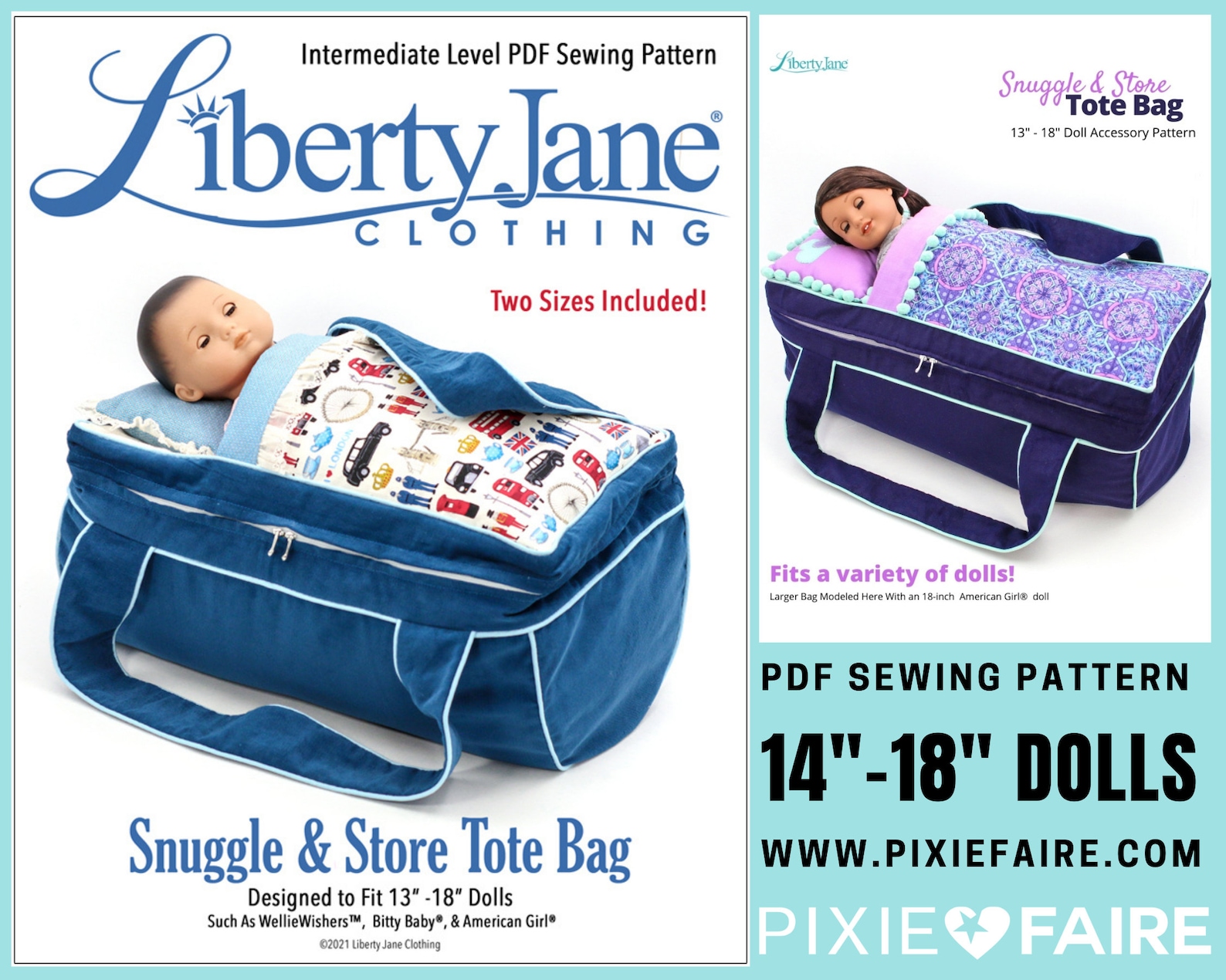 Snuggle & Store Tote Bag 14 18 Inch Doll Carrier Pattern by - Etsy