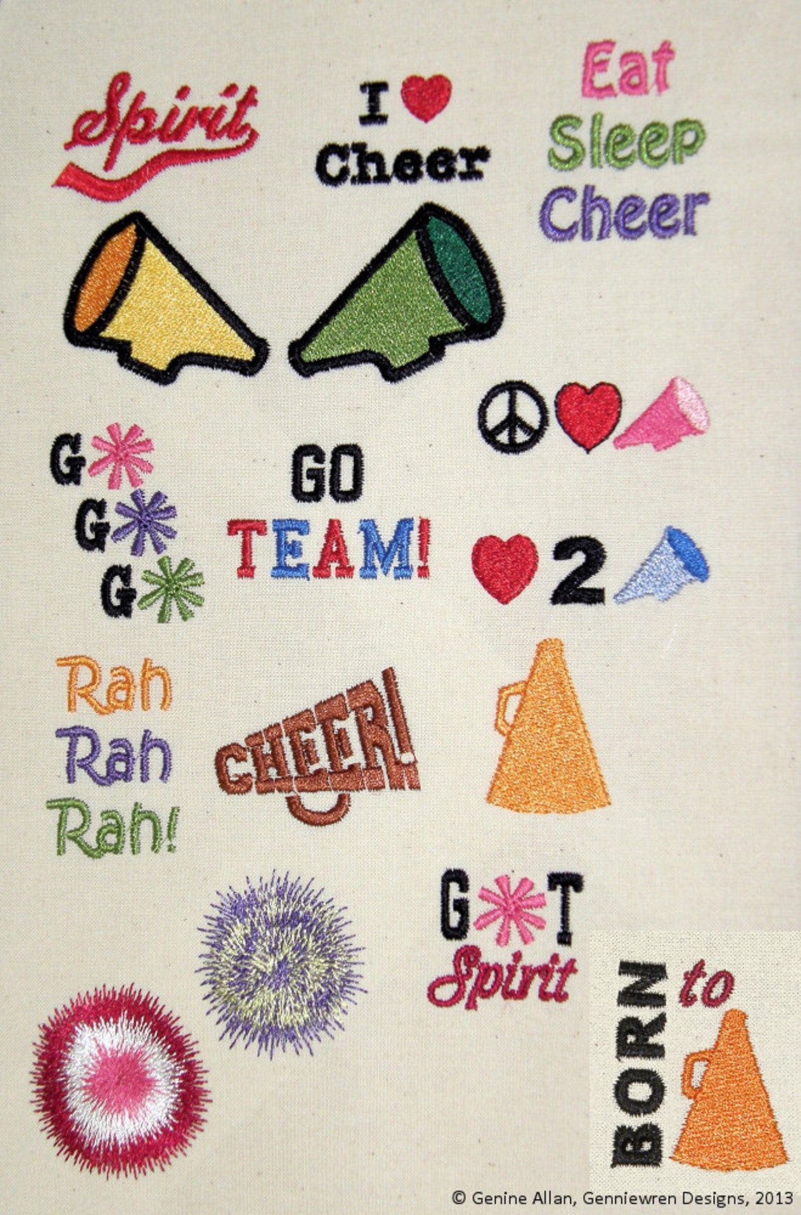 Mini Cheerleading Design Set Machine Embroidery Designs - Sized for Use ...
