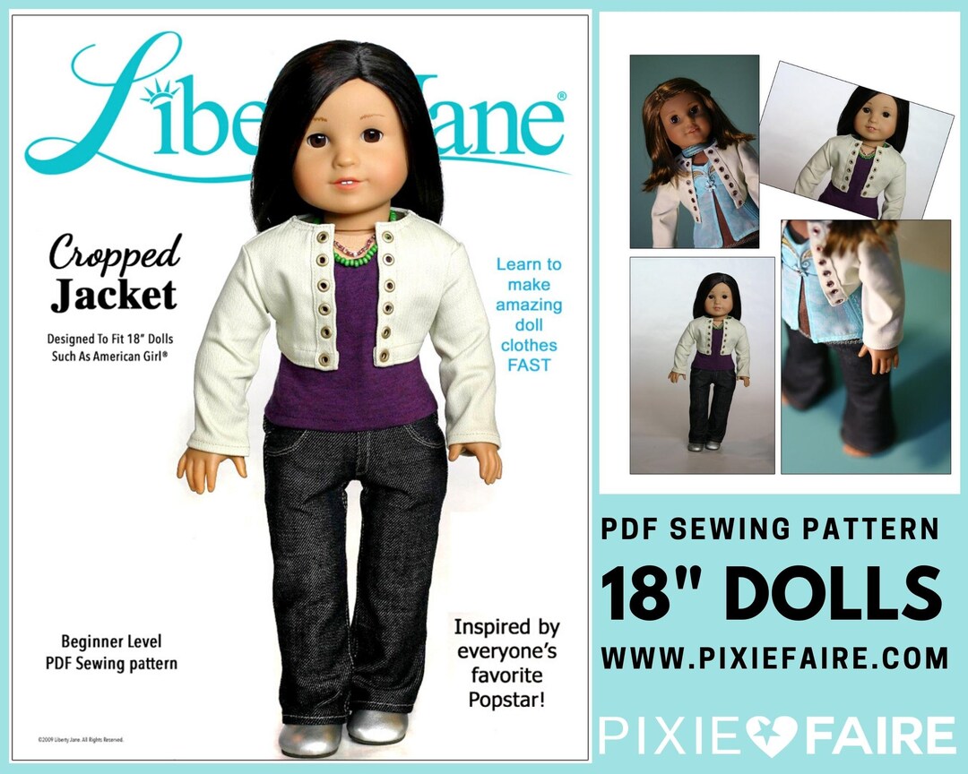 Cropped Jacket 18 Inch Doll Clothes Pattern Fits Popular 18" Dolls ...
