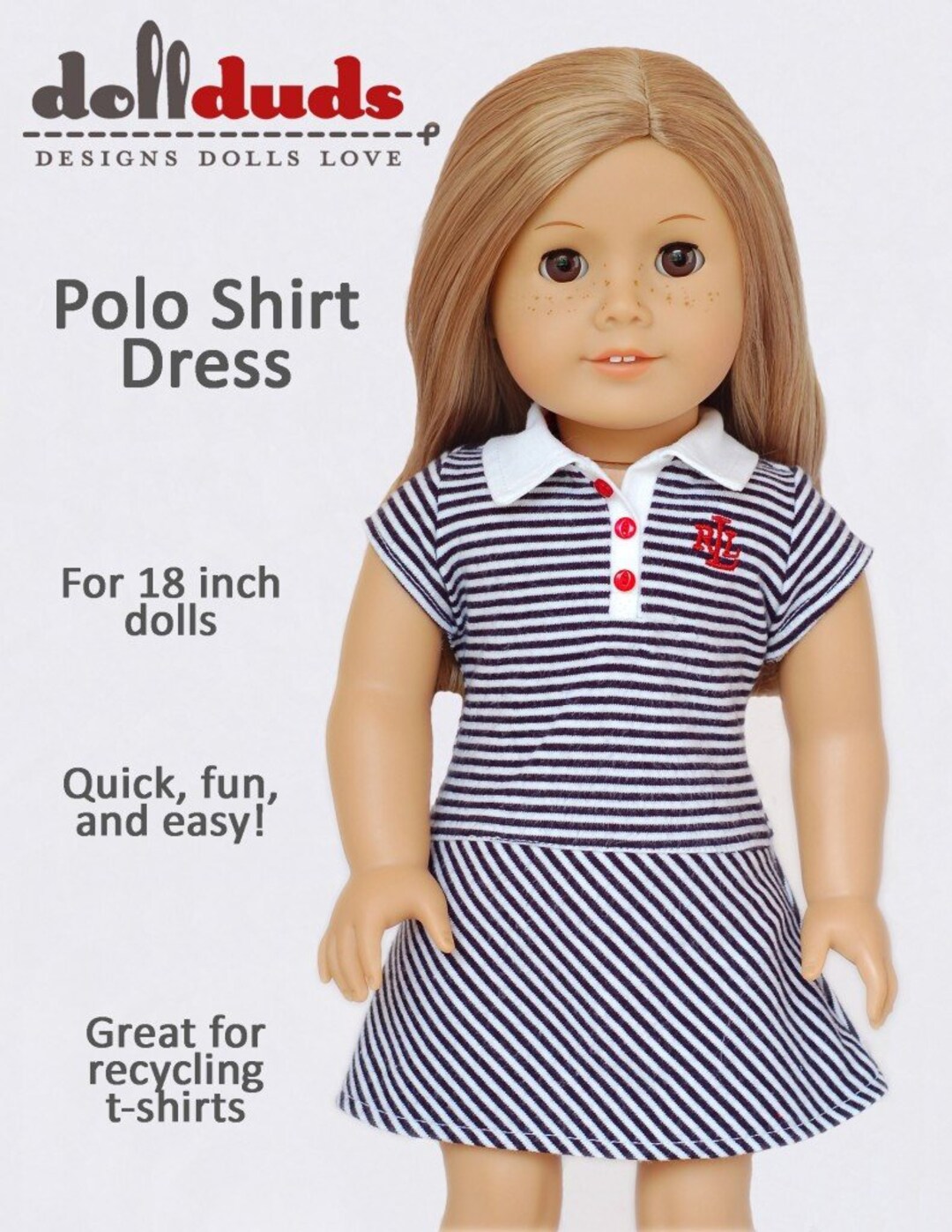 Polo Shirt Dress 18 Inch Doll Clothes Pattern Fits Popular 18" Dolls ...