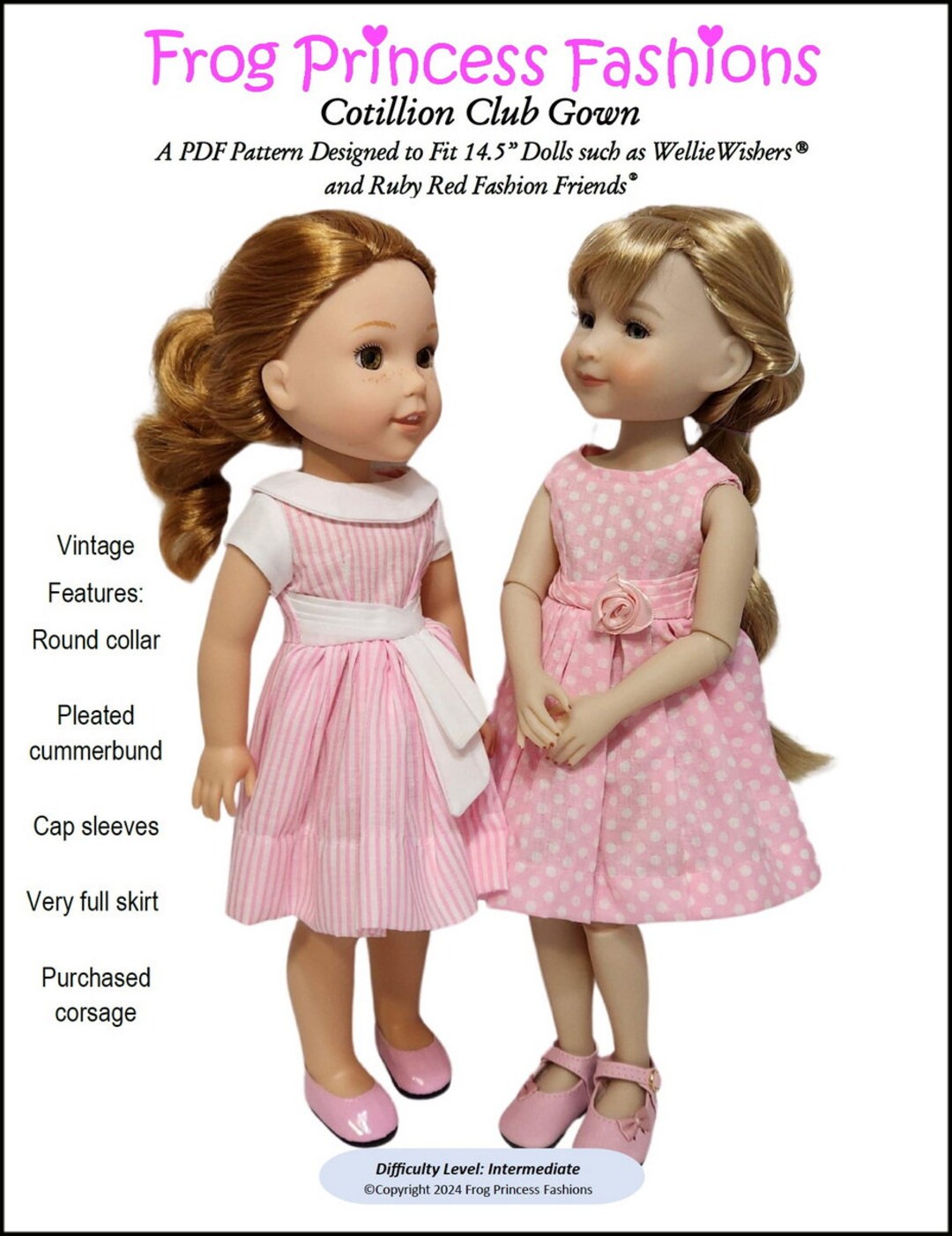 Cotillion Club Gown 14.5-15 Inch Doll Clothes Pattern Instant Download ...