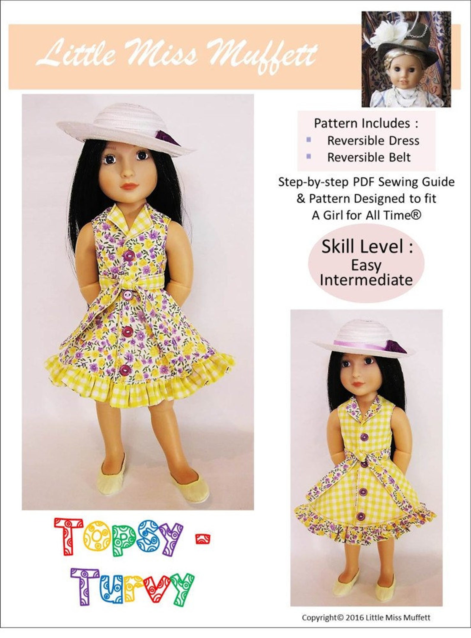 Topsy Turvy Reversible Dress 16 Inch Doll Clothes Pattern Fits A Girl ...