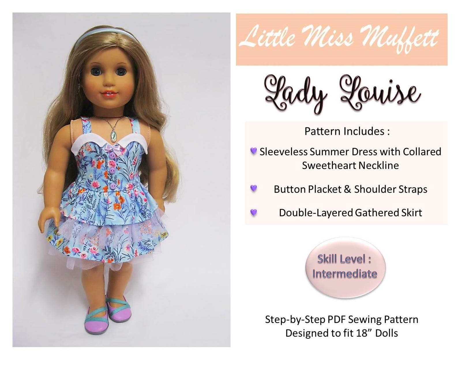 Lady Louise 18 Inch Doll Clothes Pattern Fits Popular 18" Dolls ...
