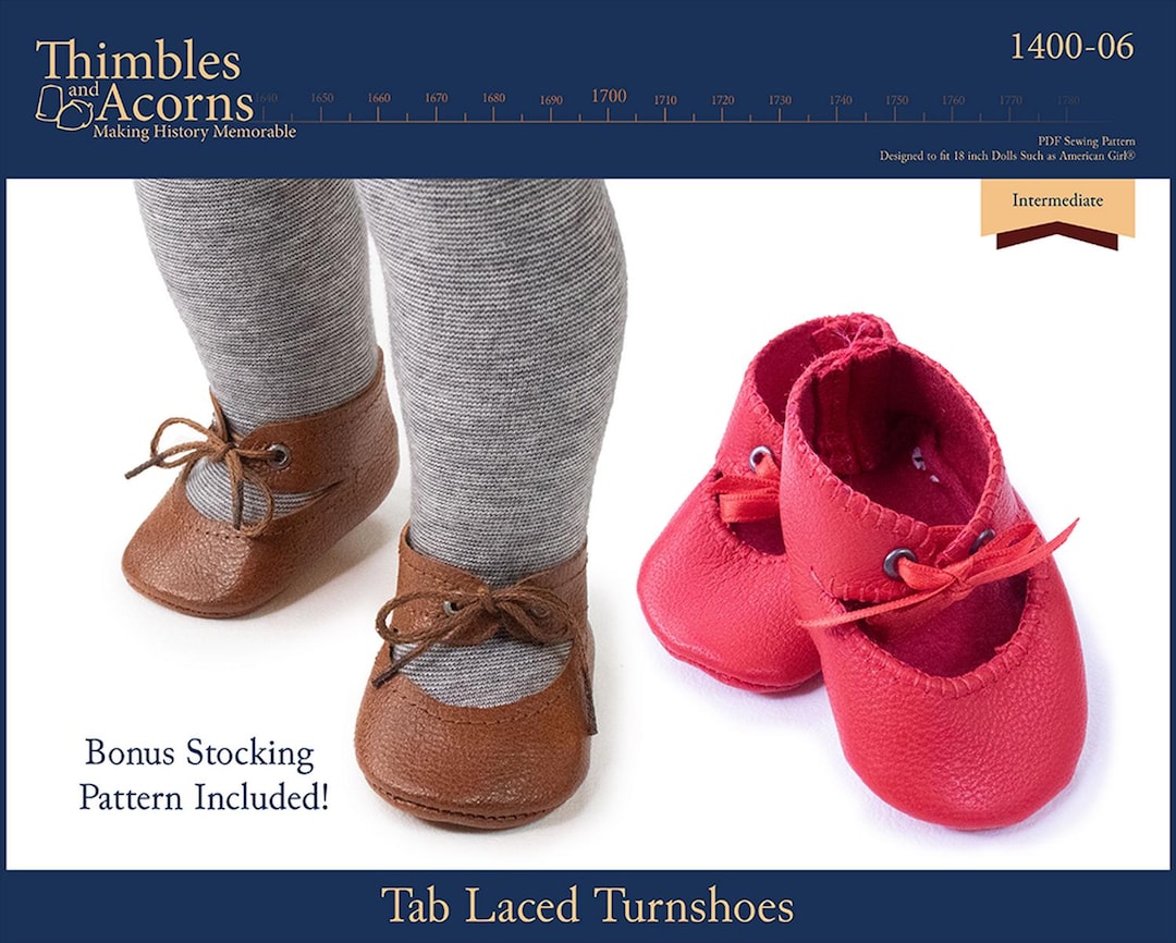 Tab Laced Turnshoes 18 Inch Doll Clothes Shoe Pattern Fits Popular 18 ...