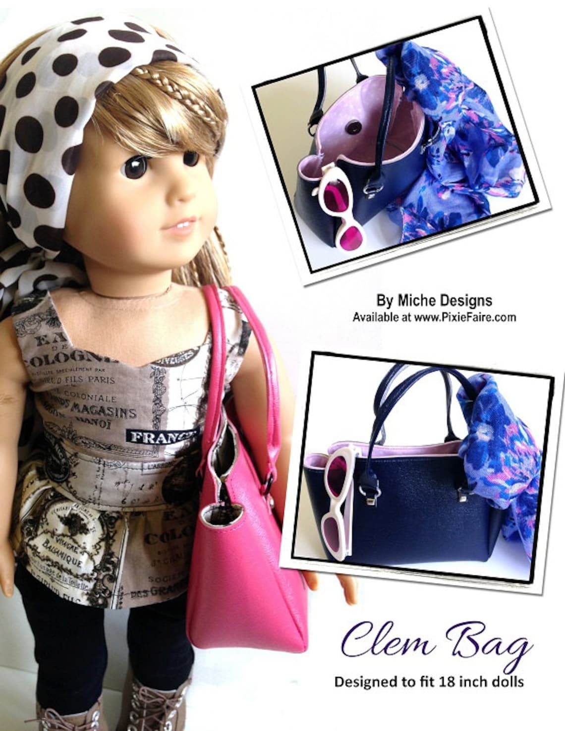 Clem Bag 18 Inch Doll Clothes Accessory Pattern Fits Popular 18" Dolls ...