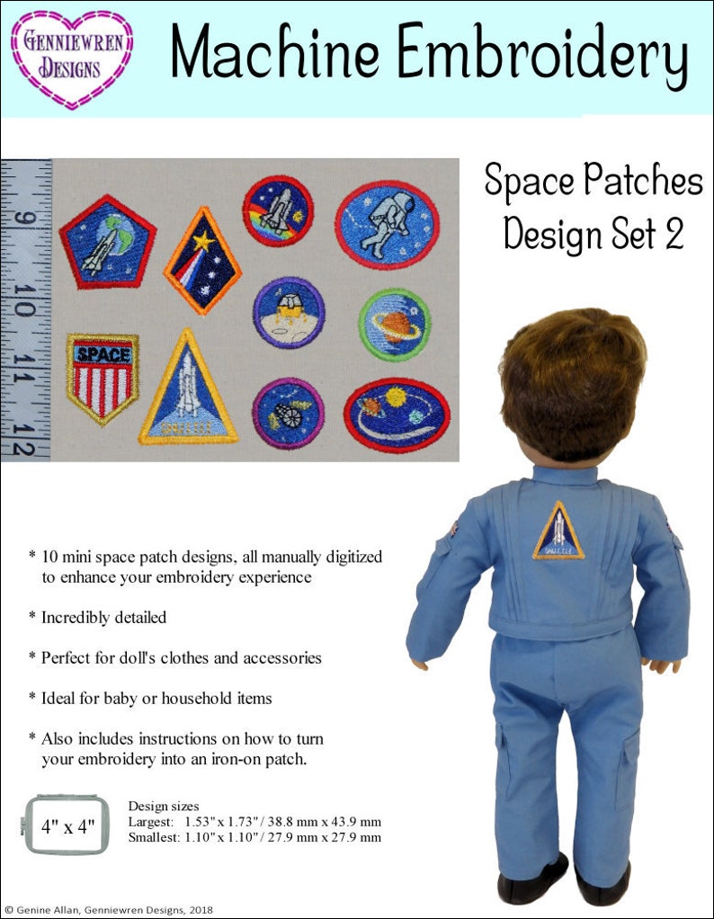 Mini Space Patches Set 2 Machine Embroidery Designs - Sized for Use ...