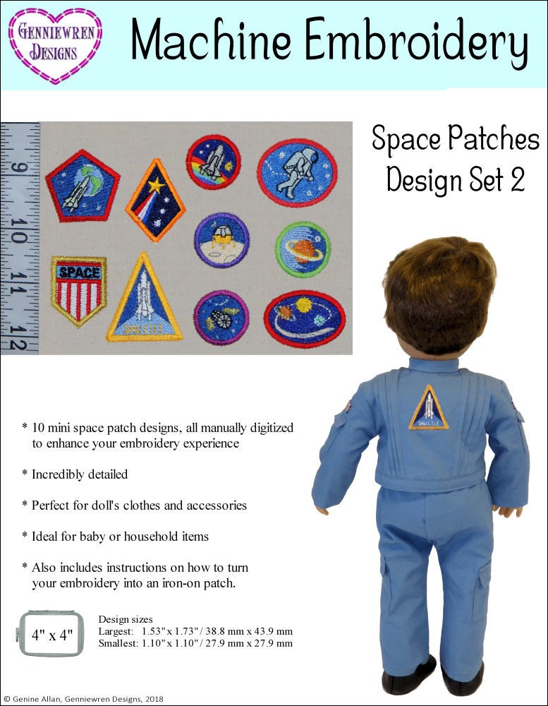 Mini Space Patches Set 2 Machine Embroidery Designs - Sized for Use ...