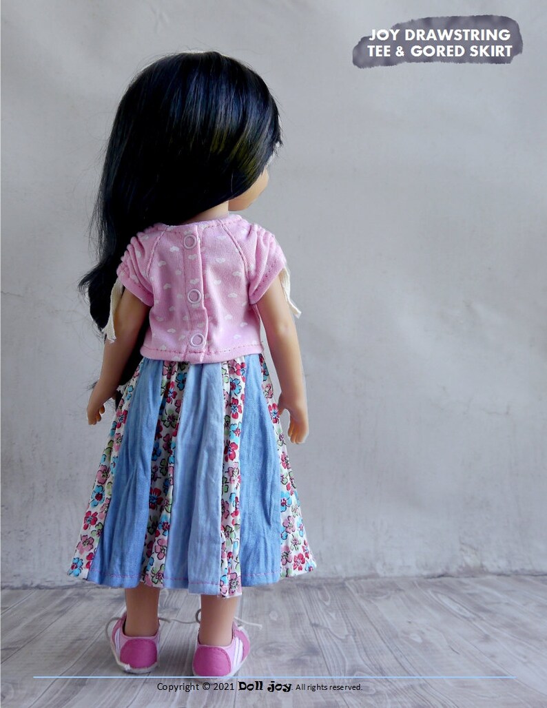 Joy Drawstring Tee & Gored Skirt 13inch Doll Clothes Pattern Fits Paola ...