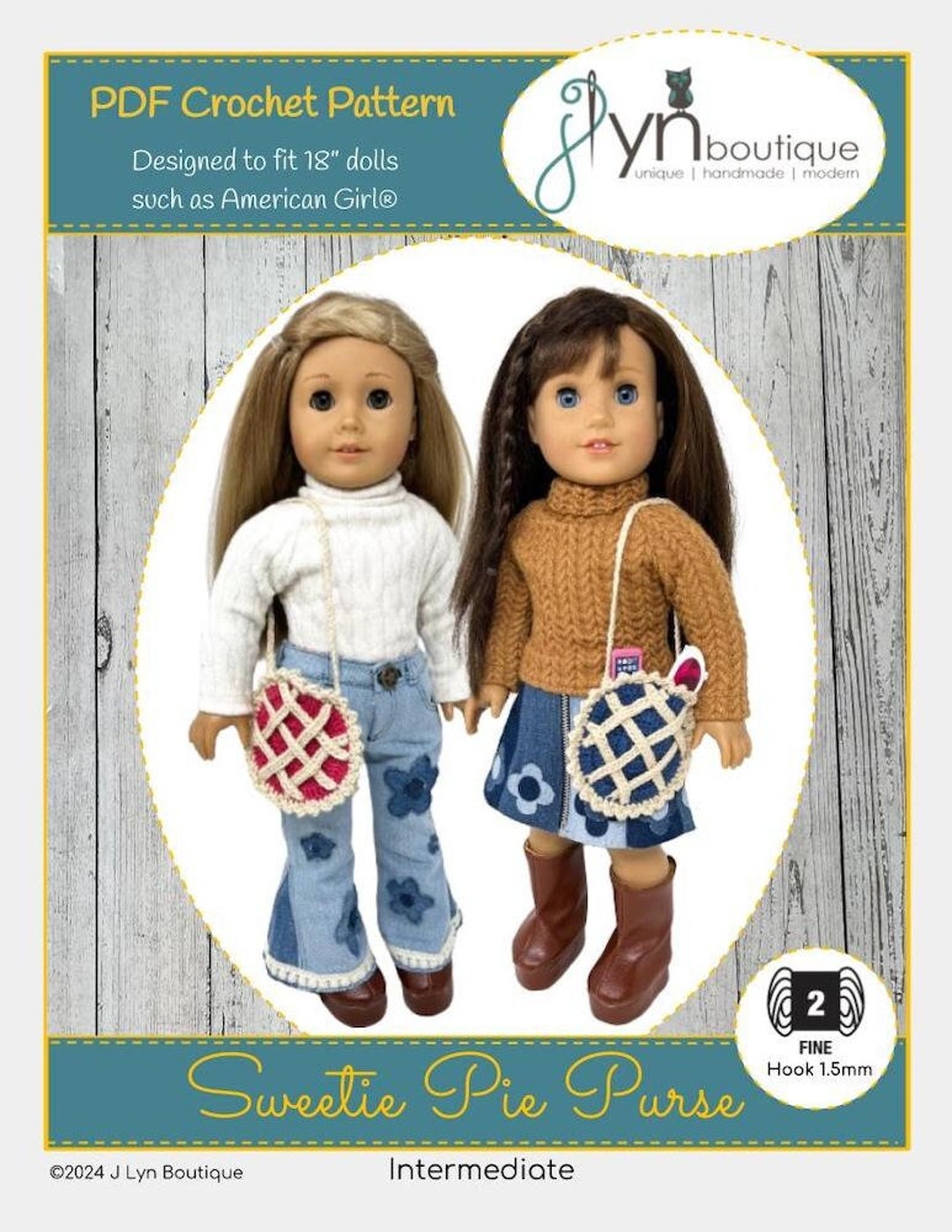 Sweetie Pie Purse 18" Doll Clothes Accessory Crochet Pattern Fits ...